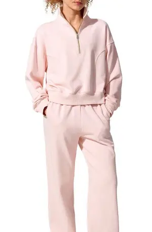 Lilysilk Silkerry Oversized Heirloom '89 Half-zip Pullover - Blush-pink