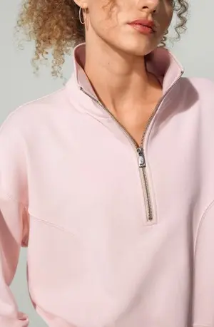 Lilysilk Silkerry Oversized Heirloom '89 Half-zip Pullover - Blush-pink