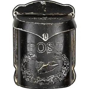 STORIED HOME Embossed Tin "post" Letter Box - Black