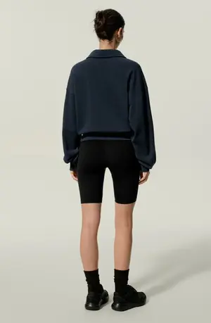 Lilysilk Silkerry Oversized Heirloom '89 Polo Collar Sweatshirt - Navy