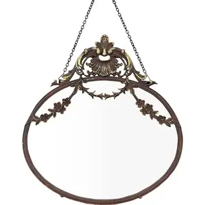 STORIED HOME Pewter Framed Wall Mirror With Decorative Chain And Antique Finish - Bronze