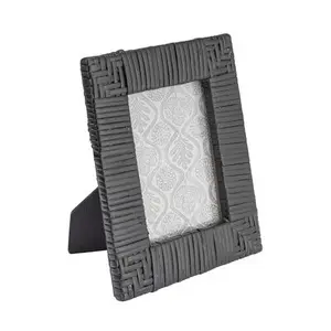 STORIED HOME Handwoven Rattan Photo Frame - Black
