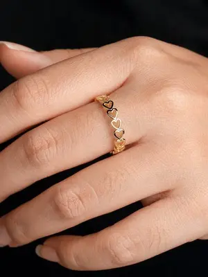 DEVATA Heart Band Ring In 14k Gold