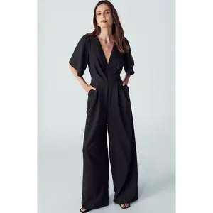 WILLA Omaha Wide-leg Jumpsuit - Black Texture