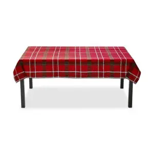 TAG Sleigh Ride Holiday And Black Plaid Tablecloth - Red