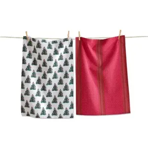 TAG Very Merry Tree Dishtowel Set Multicolor Cotton Kitchen Towels - Multicolored