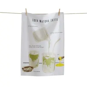 TAG Ice Matcha Latte Kitchen Towel Multicolor Cotton Dishtowel - Multicolored