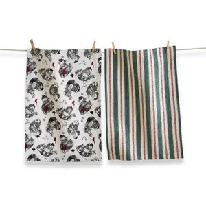 TAG Farmhouse Santa Dishtowel Set Of 2christmas Kitchen Towels - Multicolored
