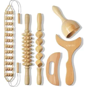 LOVERY 6-piece En Massage Tool Kitnatural Therapy Set For Body Sculpting & Relaxation - Wood