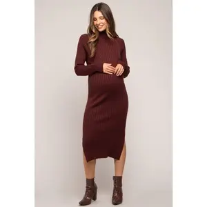 PINKBLUSH Long Sleeve Turtleneck Sweater Dress - Brown
