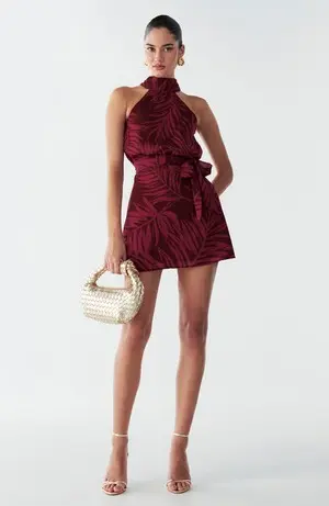 BWLDR Leisha Fit-and-flare Mini Dress - Burgundy Palms