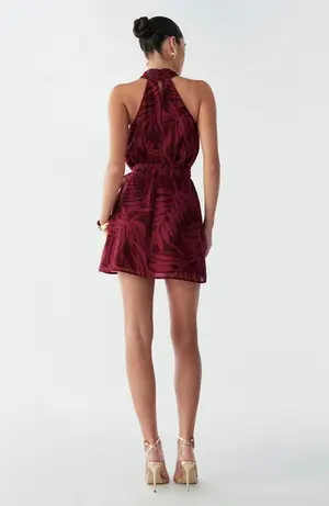 BWLDR Leisha Fit-and-flare Mini Dress - Burgundy Palms
