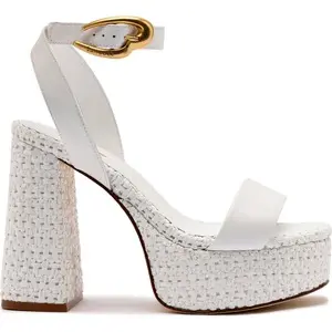 Larroude Dolly Verona Sandal - White Leather And White Raffia