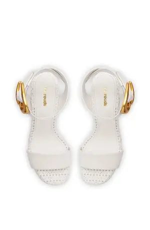 Larroude Dolly Verona Sandal - White Leather And White Raffia