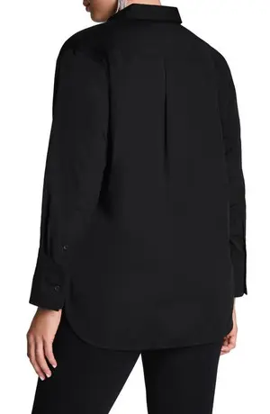 Spanx Bibbed Supima® Cotton Poplin Shirt - Classic Black