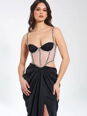 MISS CIRCLE NEW YORK Cadence Satin Corset Gown