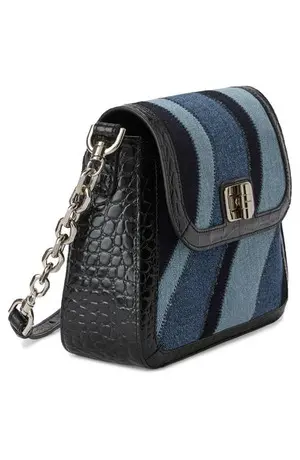 Brahmin Gianna Croc Embossed Leather Crossbody Bag - Retro Blue Lismore