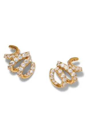 Nadri Bonne Anne Cubic Zirconia Ribbon Stud Earrings - Gold