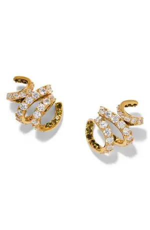 Nadri Bonne Anne Cubic Zirconia Ribbon Stud Earrings - Gold/green