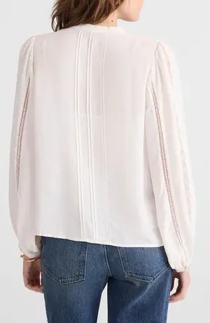 Madewell Lace Inset Long Sleeve Button-up Top