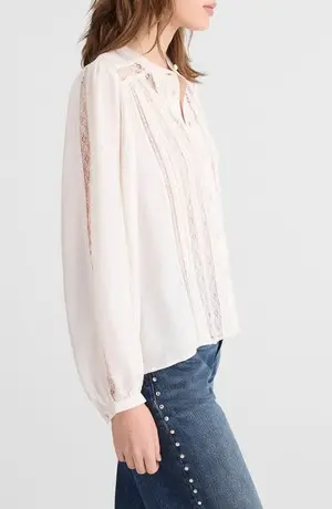 Madewell Lace Inset Long Sleeve Button-up Top