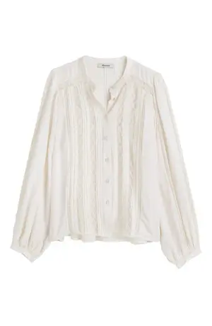 Madewell Lace Inset Long Sleeve Button-up Top