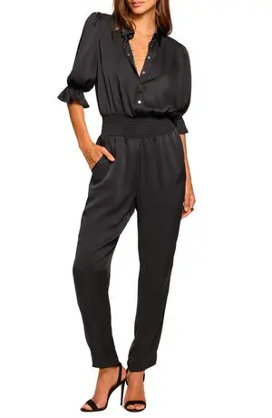 Ramy Brook Dina Satin Jumpsuit - Black
