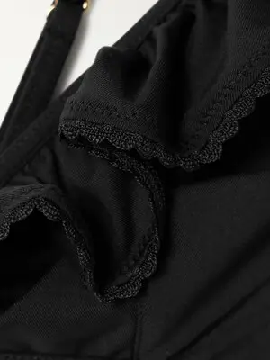Melissa Odabash Pompano Ruffled Scalloped Bikini Top - Black