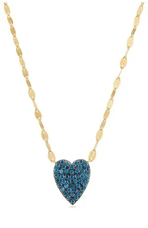 Lana Jewelry 14k Gold Blue Diamond Heart Pendant Necklace - Yellow Gold