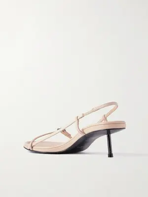 ST. AGNI Petit Belt Recycled-twill And Leather Slingback Sandals