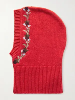 WE NORWEGIANS Wool-blend Embroidered Balaclava - Red