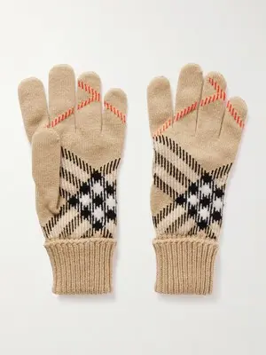 Burberry Checked Cashmere-blend Gloves - Neutrals