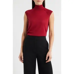 BOSS Fipini Virgin Wool Turtleneck Tank - Dk Rd
