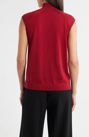 BOSS Fipini Virgin Wool Turtleneck Tank - Dk Rd