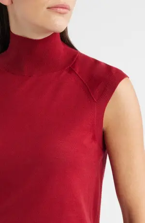 BOSS Fipini Virgin Wool Turtleneck Tank - Dk Rd