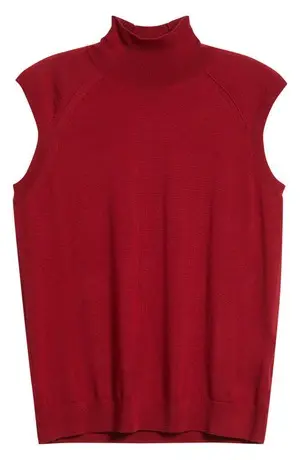 BOSS Fipini Virgin Wool Turtleneck Tank - Dk Rd