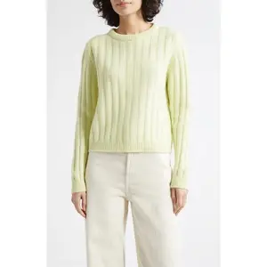 Johnstons Of Elgin Lecht Cashmere Ribbed Crewneck Sweater - Citron