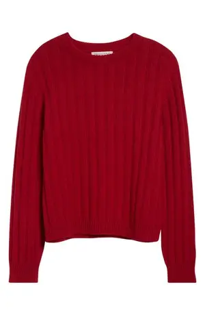 Johnstons Of Elgin Lecht Cashmere Ribbed Crewneck Sweater - Claret