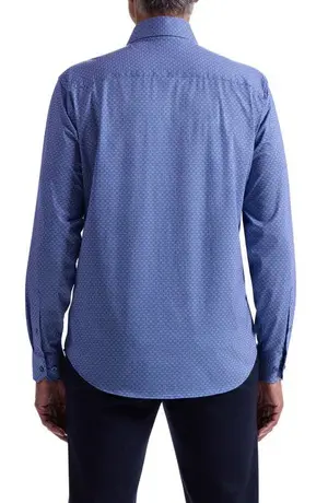 Bugatchi Devon Ooohcotton® Mosaic Print Button-up Shirt - Thistle
