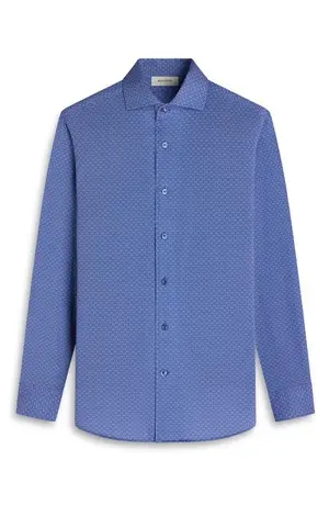 Bugatchi Devon Ooohcotton® Mosaic Print Button-up Shirt - Thistle