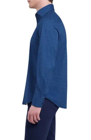 Bugatchi Devon Ooohcotton® Geo Print Button-up Shirt - Night Blue