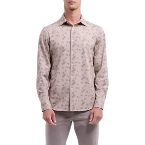 Bugatchi James Ooohcotton® Floral Twill Button-up Shirt - Sand
