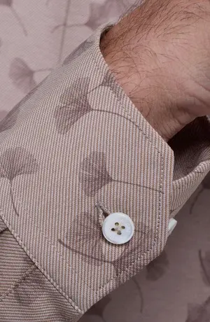 Bugatchi James Ooohcotton® Floral Twill Button-up Shirt - Sand