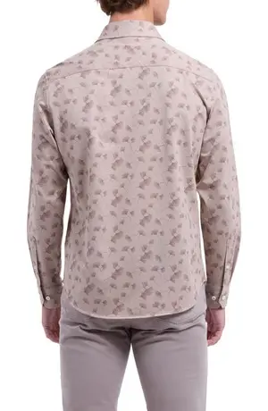 Bugatchi James Ooohcotton® Floral Twill Button-up Shirt - Sand