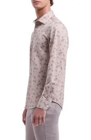 Bugatchi James Ooohcotton® Floral Twill Button-up Shirt - Sand