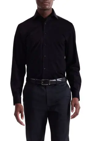 Bugatchi Devon Ooohcotton® Mélange Button-up Shirt - Black