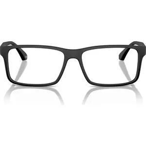 Emporio Armani 54mm Rectangle Eyeglasses - Rubber Black/demo Lens