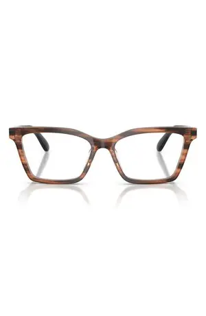 Emporio Armani 54mm Butterfly Eyeglasses - Striped Brown/demo Lens