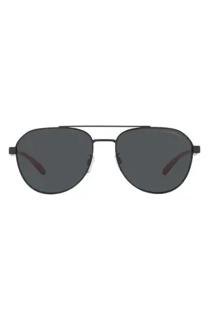 Emporio Armani 59mm Pilot Sunglasses - Matte Black/dark Grey