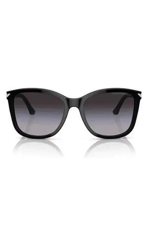 Emporio Armani 56mm Square Frame Sunglasses - Shiny Black/gradient Grey